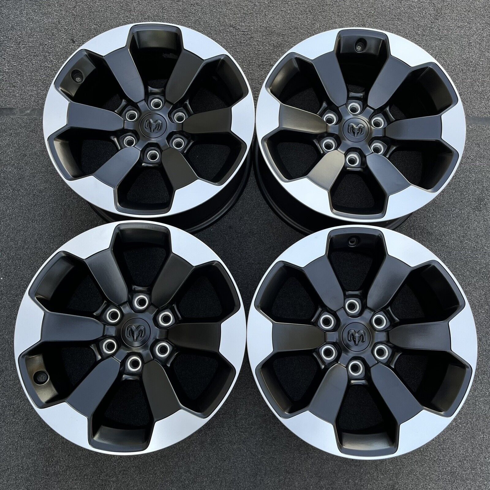 SET (4) 18 INCH WHEELS/RIMS RAM REBEL 1500 2019-2024 OEM BLACK POLISHED ...