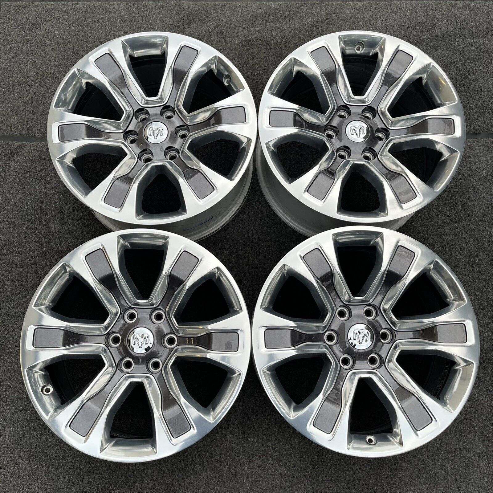 SET (4) 20 INCH WHEELS/RIMS RAM 1500 2019-2023 OEM CHARCOAL/POLISHED ...